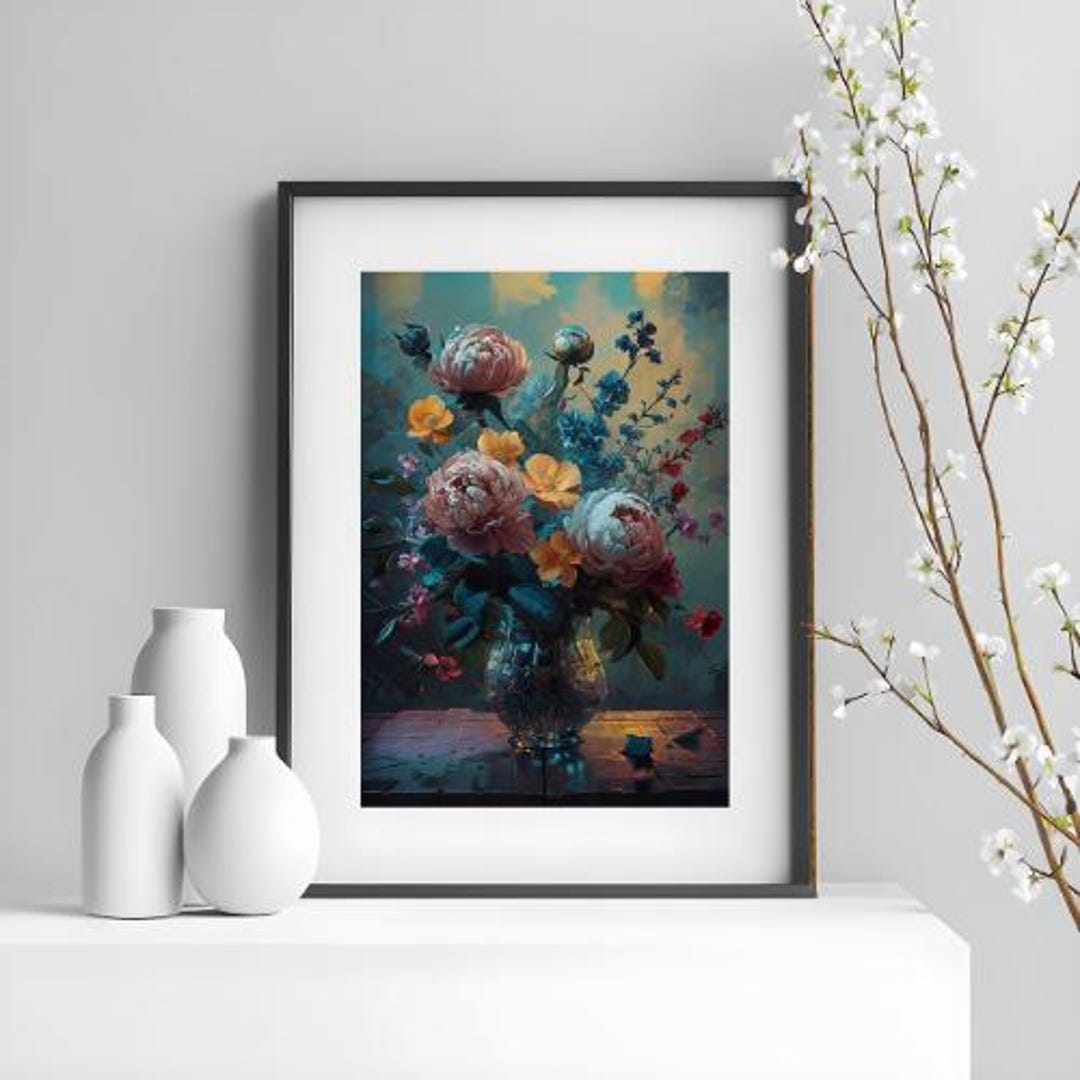 Mystic Dark Flowers - Vase Art - Moody and Ethereal Digital ...