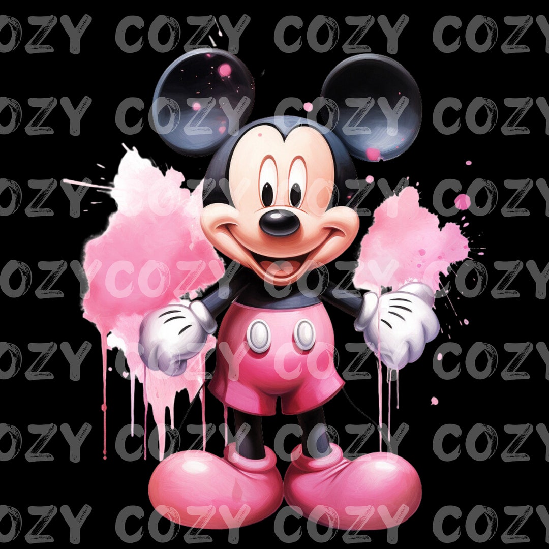 Mickey Mouse Splash Pink Color, Breast Cancer Awareness Cartoon ...