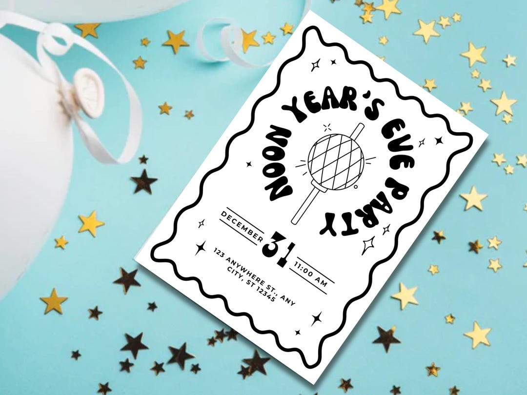 Editable Double Sided- Black & White Noon Years Eve - Etsy