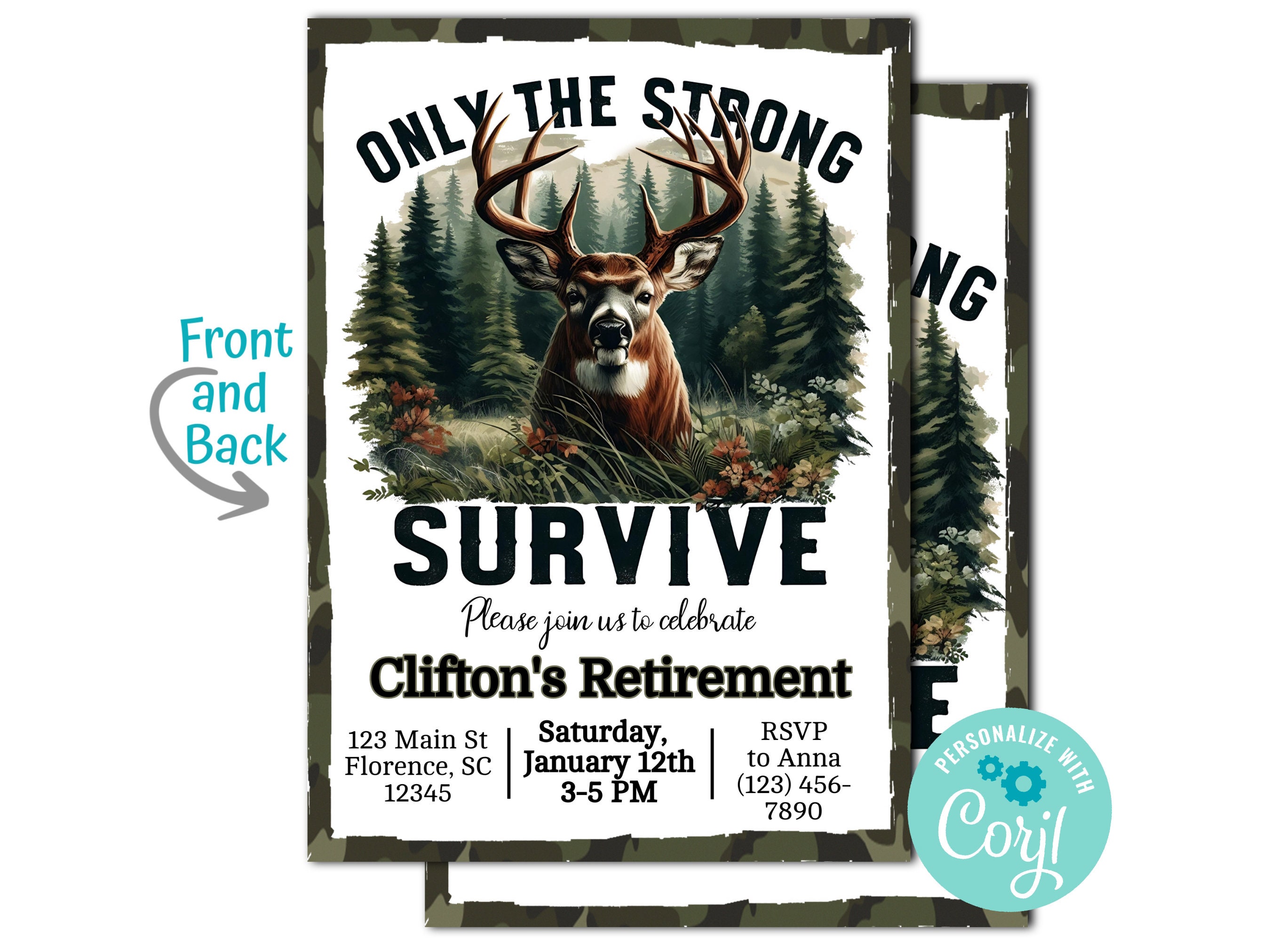 Deer Hunting Retirement Party Invitation: Outdoorsmen Theme (digital ...
