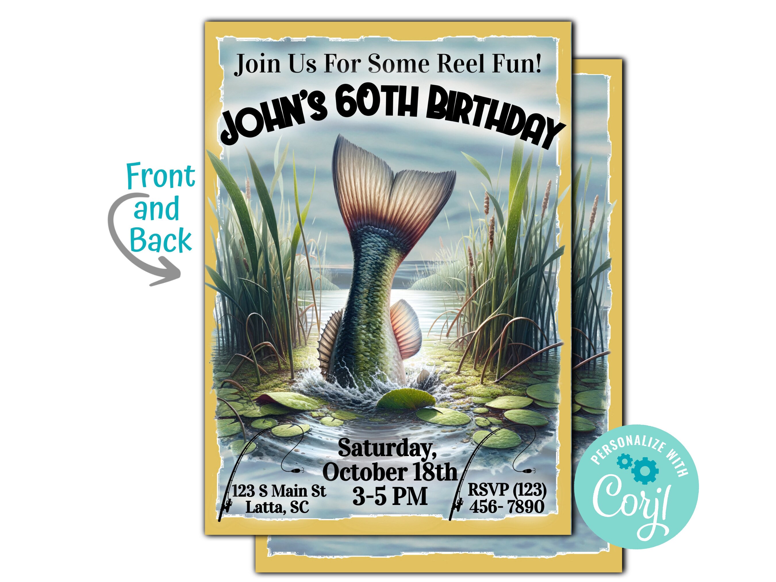 Bass Fishing Birthday Party Invitation: Outdoor Theme (digital Download ...
