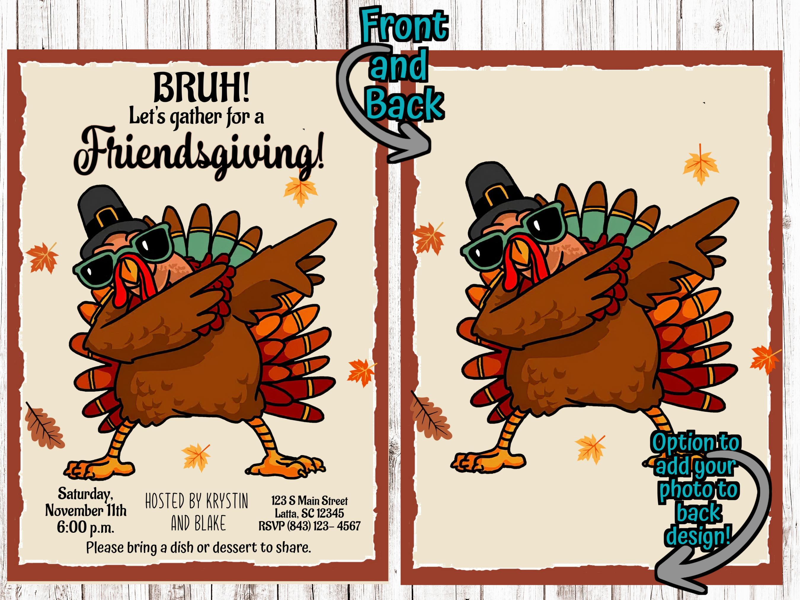 Funny Friendsgiving Invitation: Turkey Social Media Post (digital ...