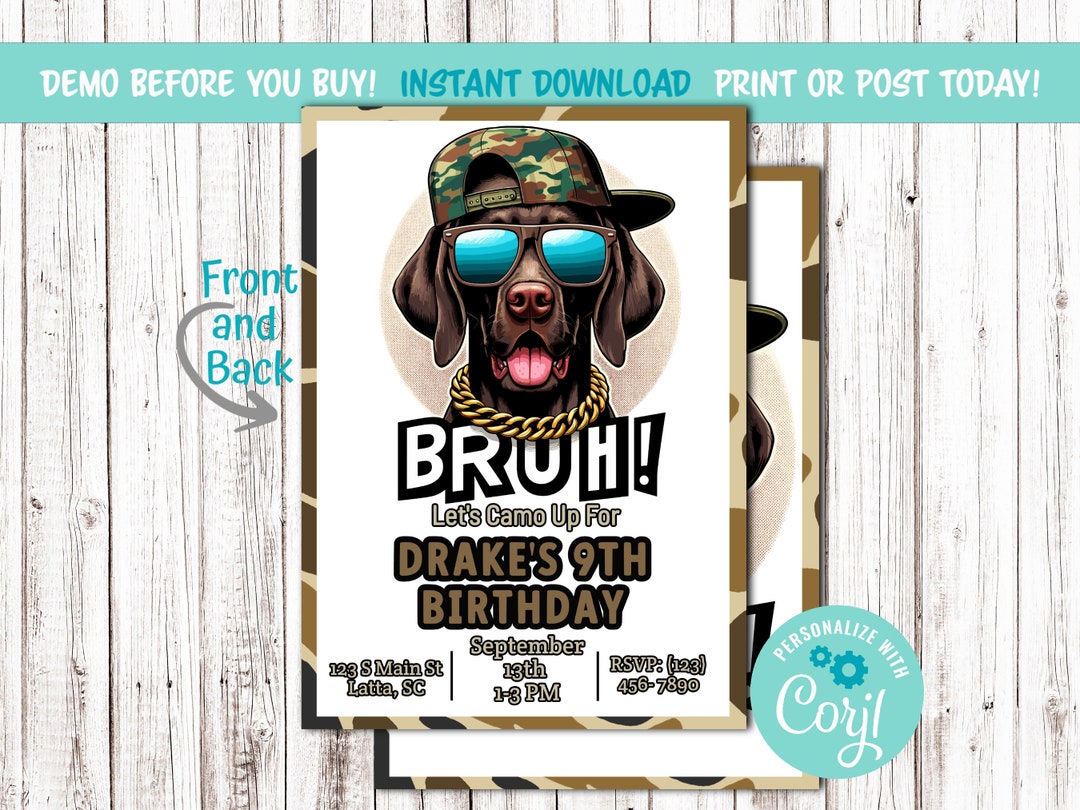 Duck Hunter Birthday Invitation: Camo Outdoorsmen Party (digital) - Etsy