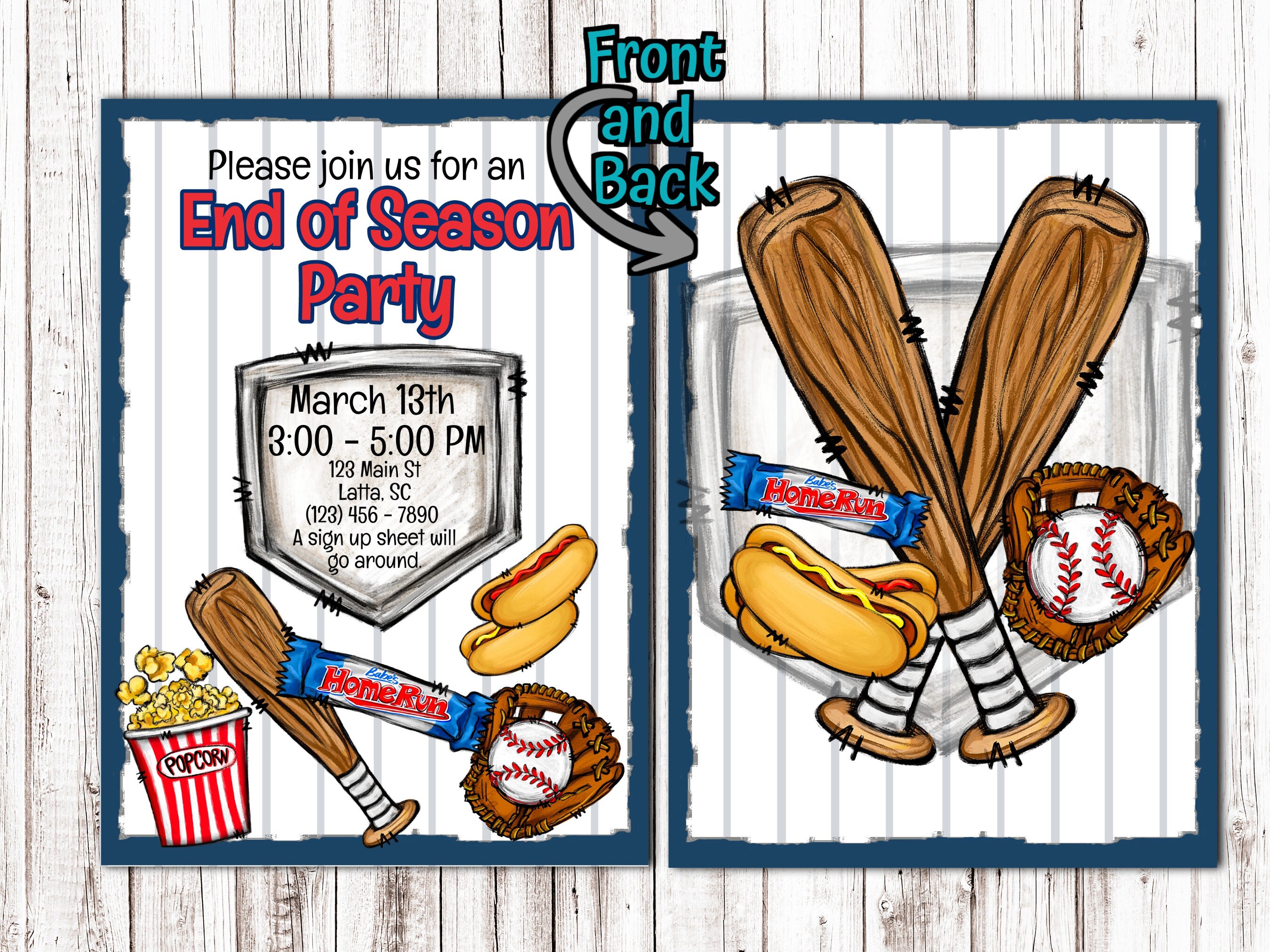 End of Baseball Season Team Party Editable Invitation. Printable Team ...