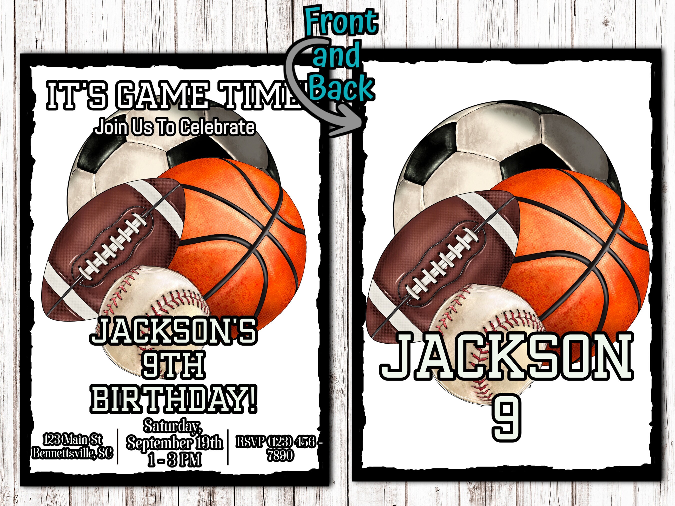 All-star Birthday Party Invitation, Editable & Printable, Sports, End ...