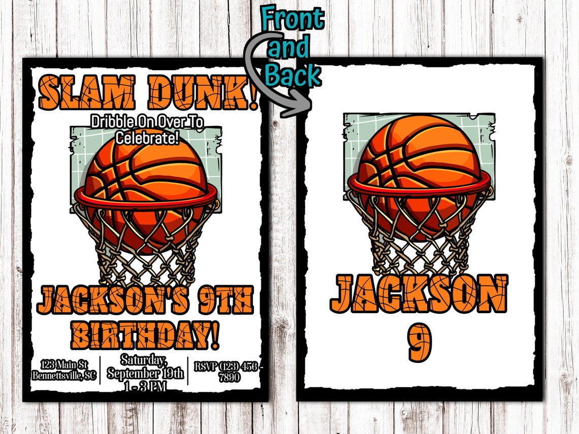 Slam Dunk Basketball Birthday Invitation: All-star Sports (digital ...