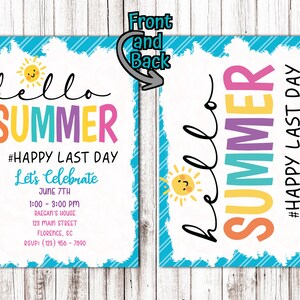 Hello Summer Editable Printable Digital Invitation End of School Year ...