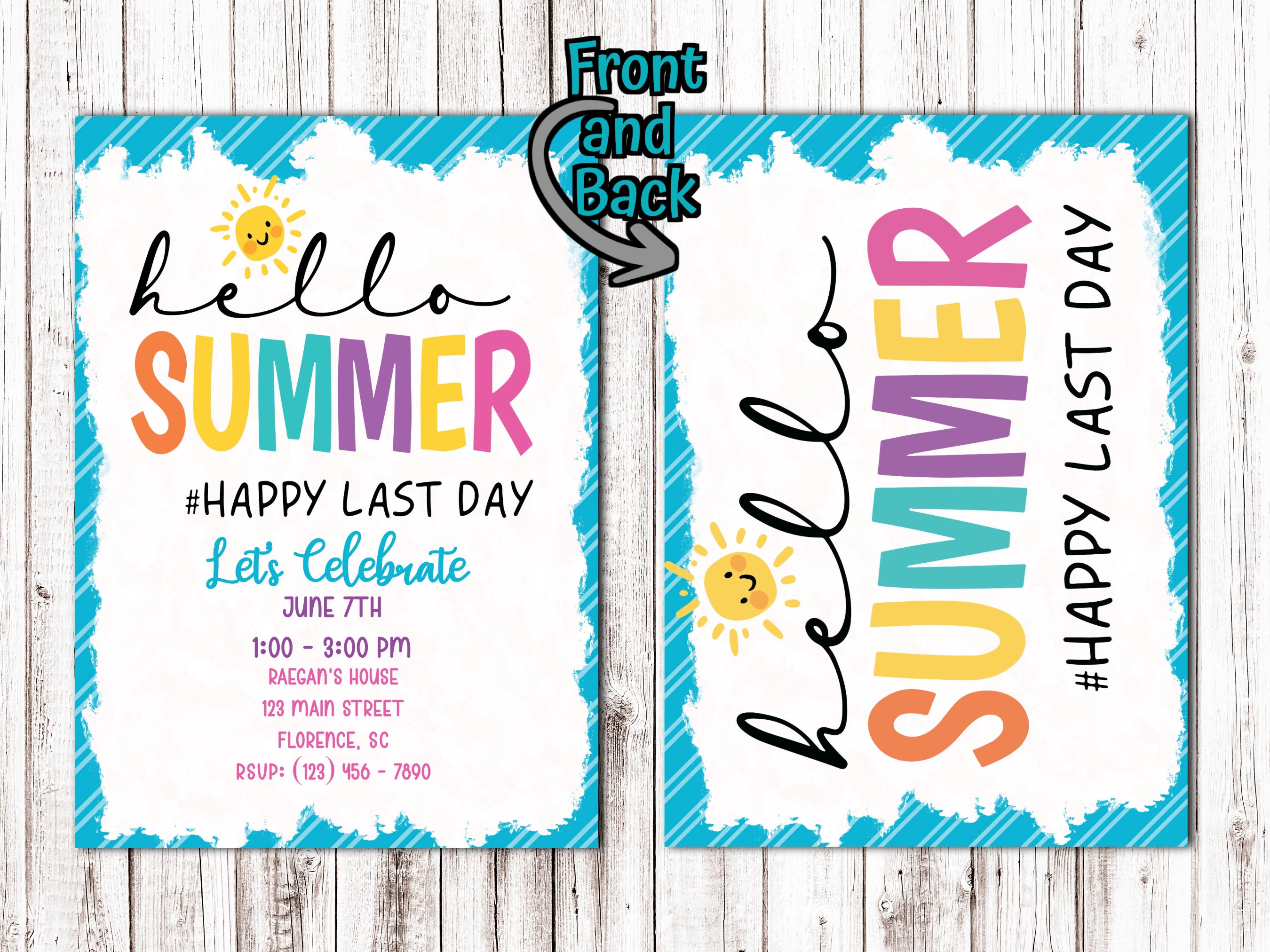Hello Summer Editable Printable Digital Invitation End of School Year ...