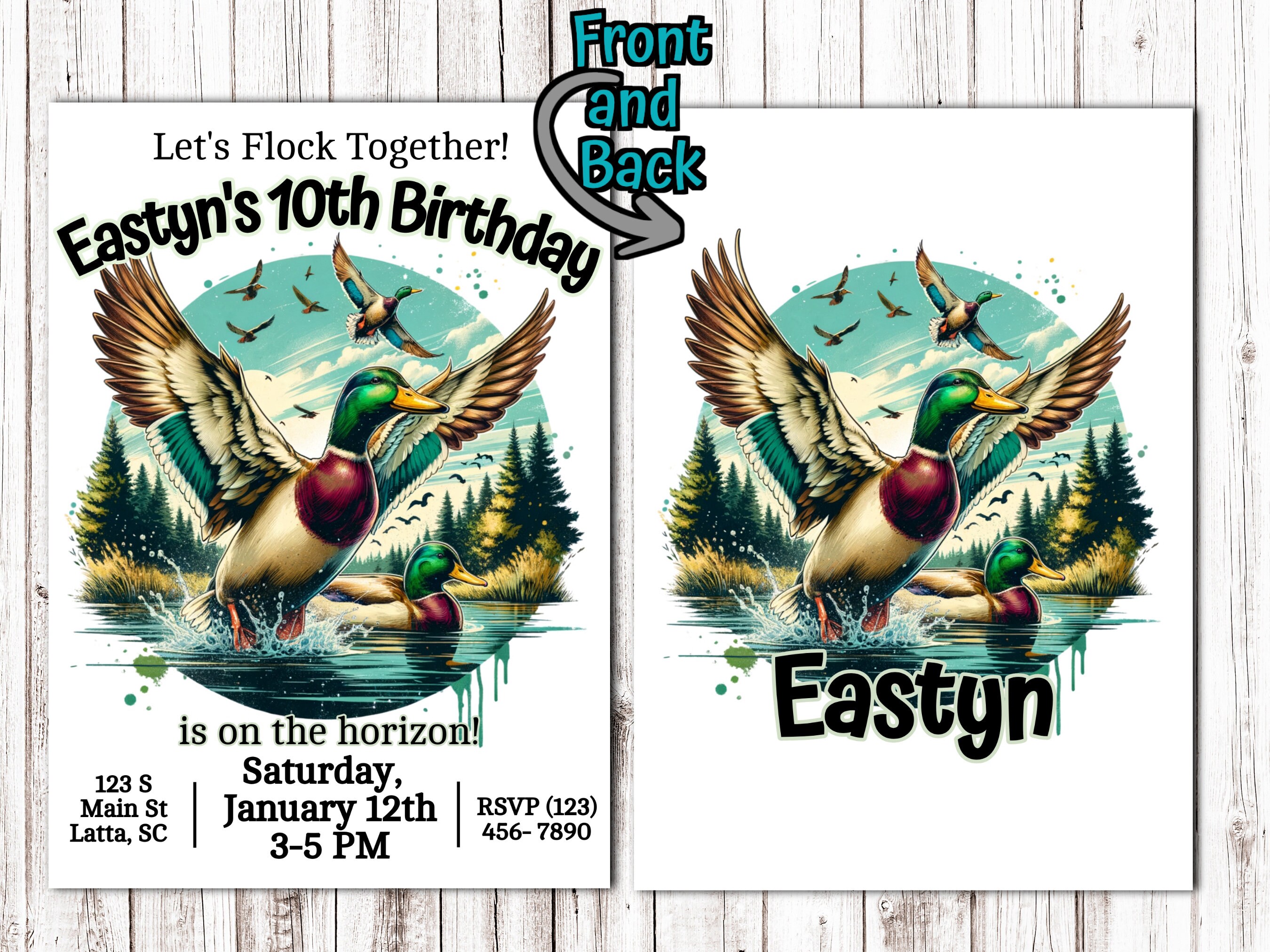 Duck Hunter Birthday Party Invitation, Editable, 5x7 Inch, Outdoorsmen ...