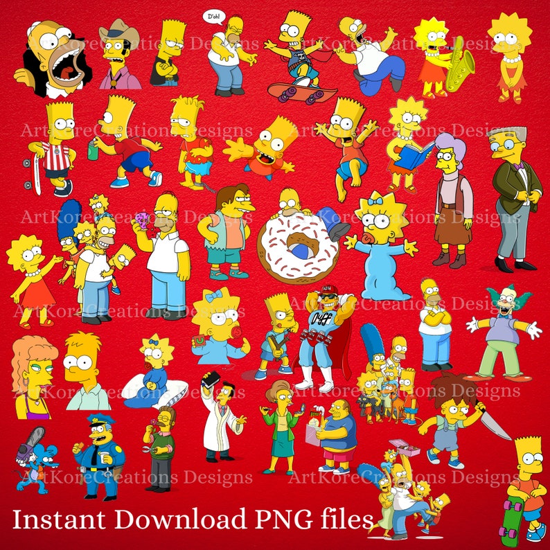The Simpsons PNG Bundle, the Simpsons Clipart, the Simpsons - Etsy