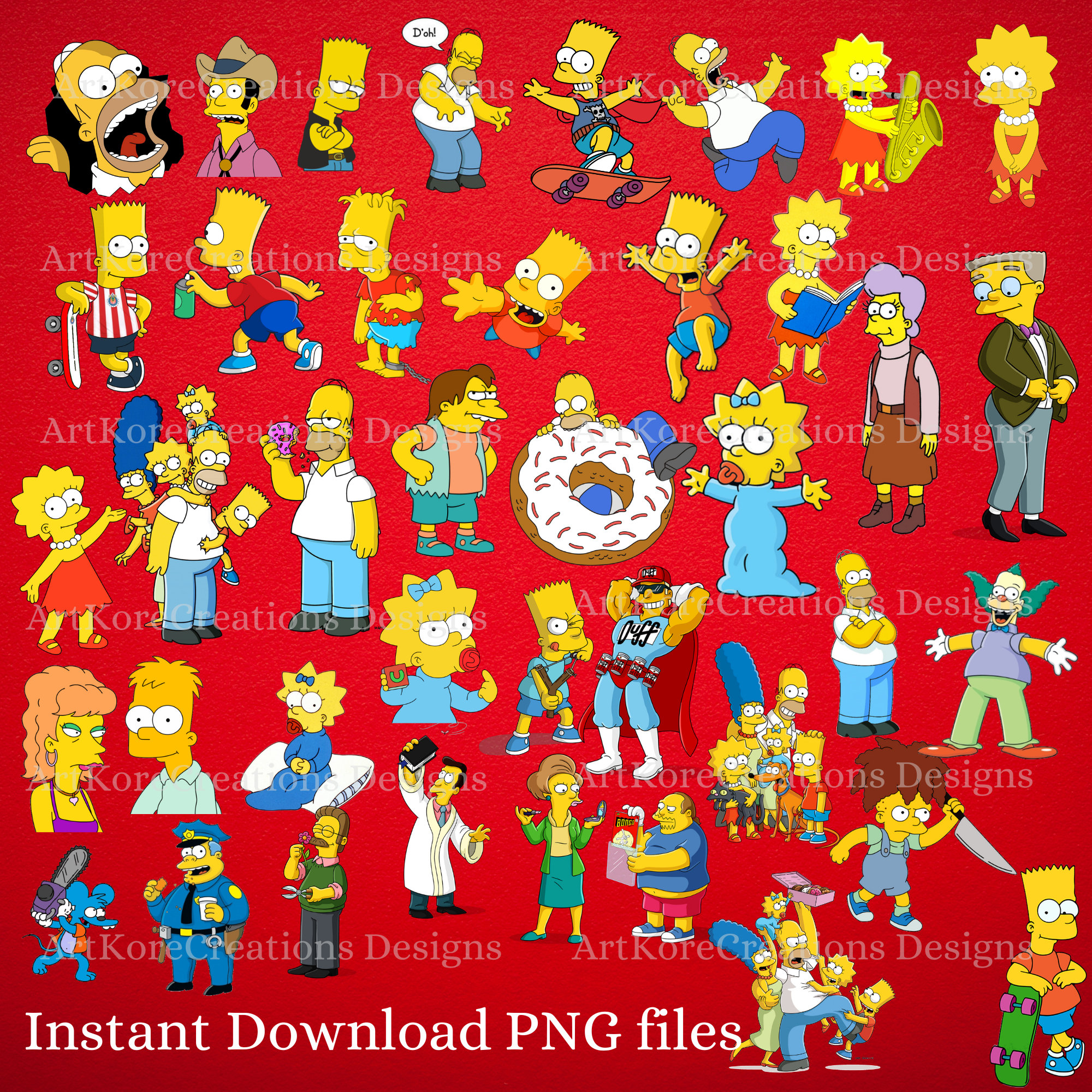 The Simpsons PNG Bundle, the Simpsons Clipart, the Simpsons - Etsy