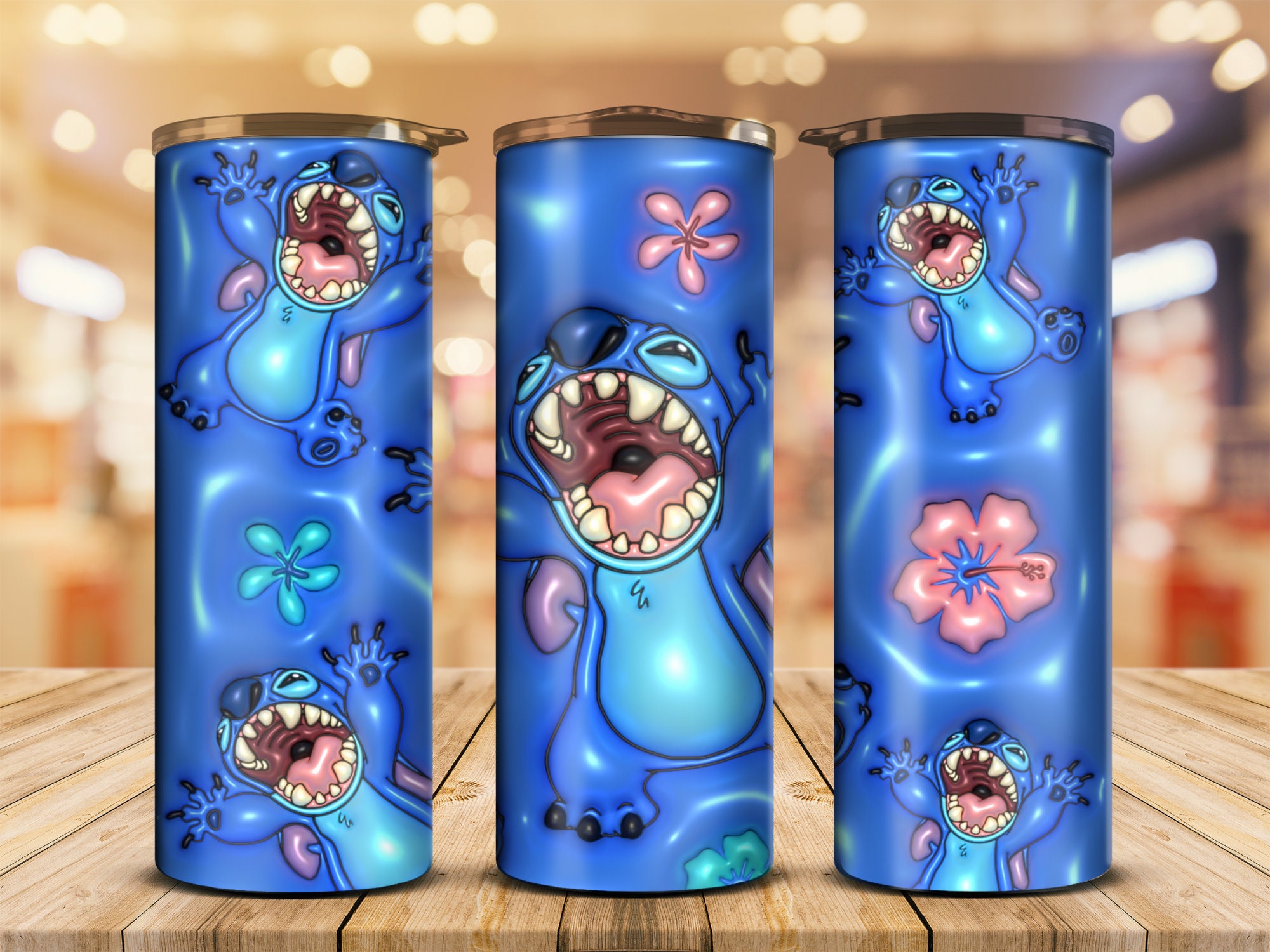 3D Inflated Stitch 20oz. Skinny Tumbler Bundle, Stitch Tumbler Wrap ...