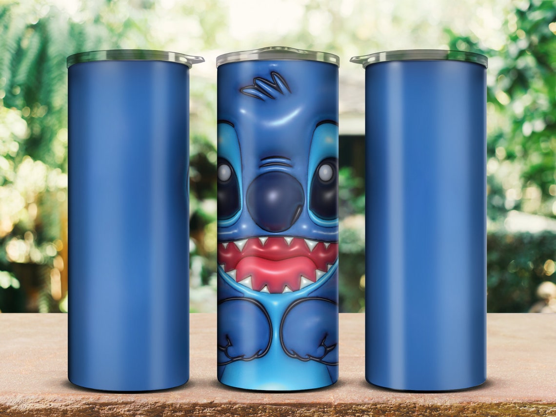 3D Inflated Stitch 20oz. Skinny Tumbler Bundle, Stitch Tumbler Wrap ...