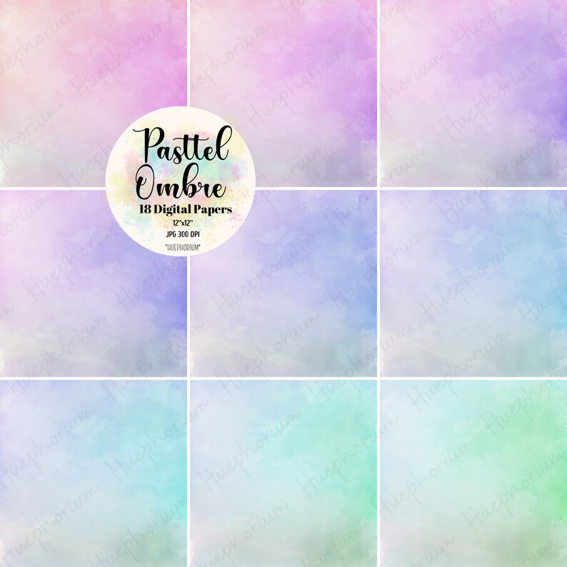 Pastel Watercolor Digital Paper Bundle, Ombre, Gradient, Wall Paper ...