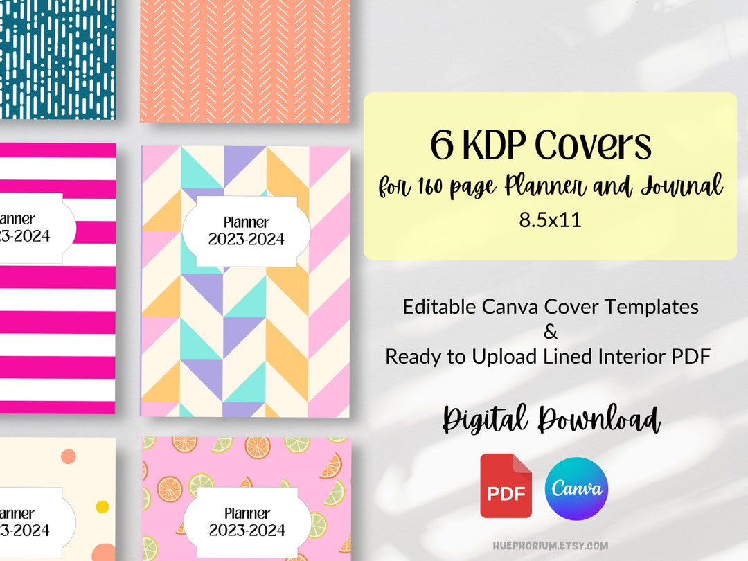 KDP Journal Covers Template 8.5x11 | Planner Covers Editable Canva ...