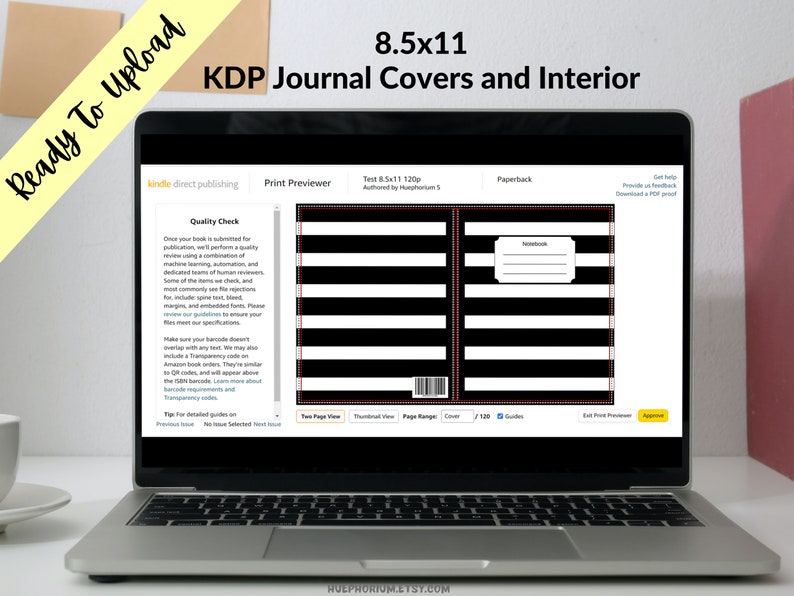 KDP Journal Covers Template 8.5x11 Black and White | Notebook Covers ...