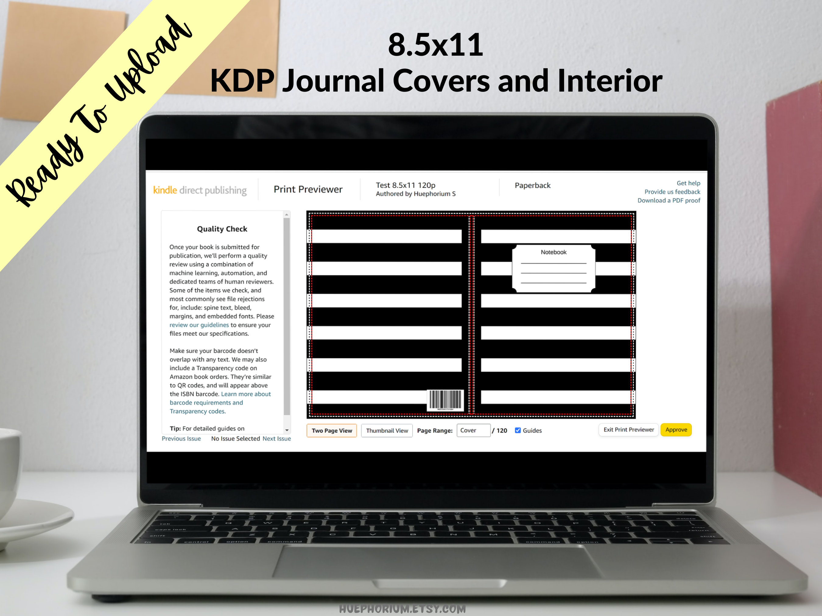 KDP Journal Covers Template 8.5x11 Black and White | Notebook Covers ...