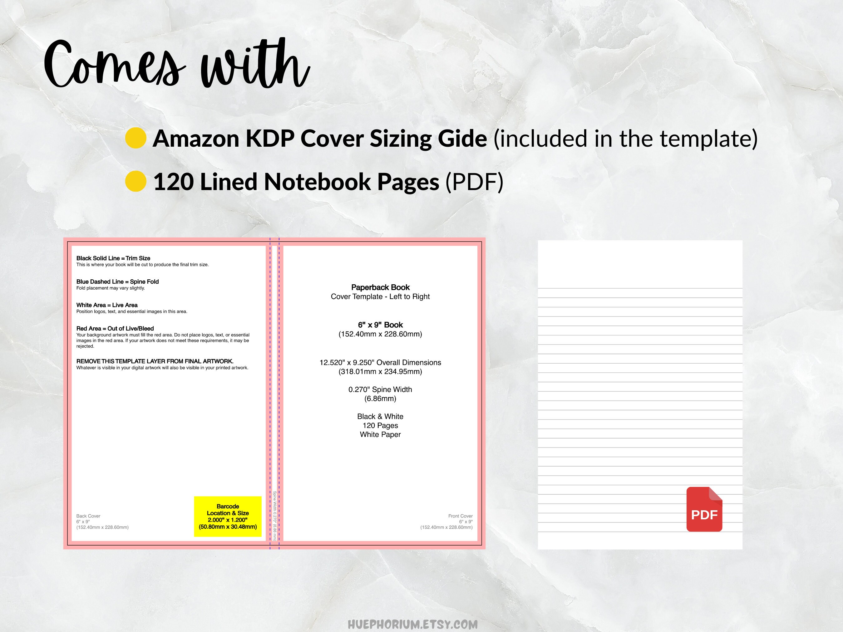 KDP Journal Covers Template 6x9 | Pastel Grunge Gradient 6 Colors ...