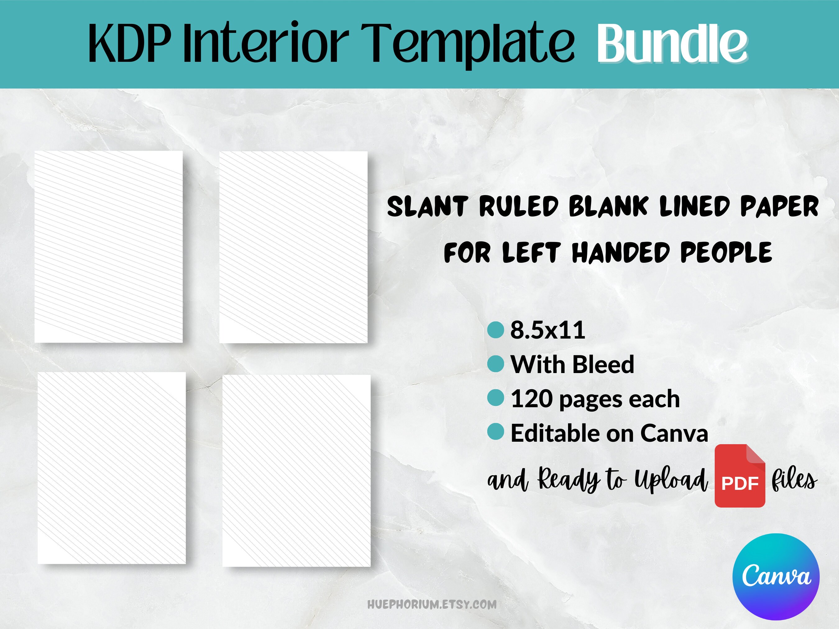 KDP Interior Template Canva Slant Paper for Lefty Quality Checked ...