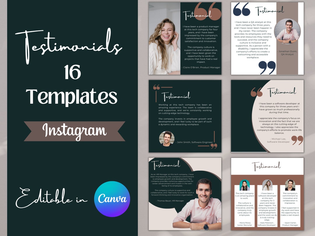 Testimonial Canva Templates | Customer Review Instagram Employee ...