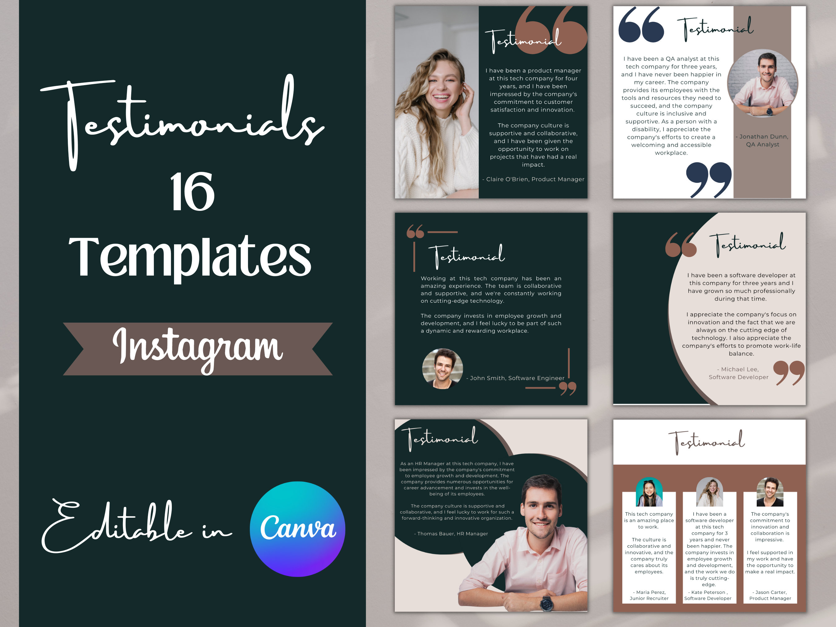 Testimonial Canva Templates Customer Review Instagram - Etsy
