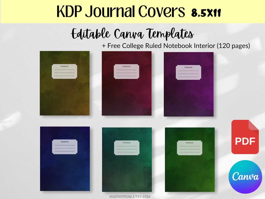 KDP Journal Covers Template 8.5x11 Dark Grunge Gradient 6 - Etsy