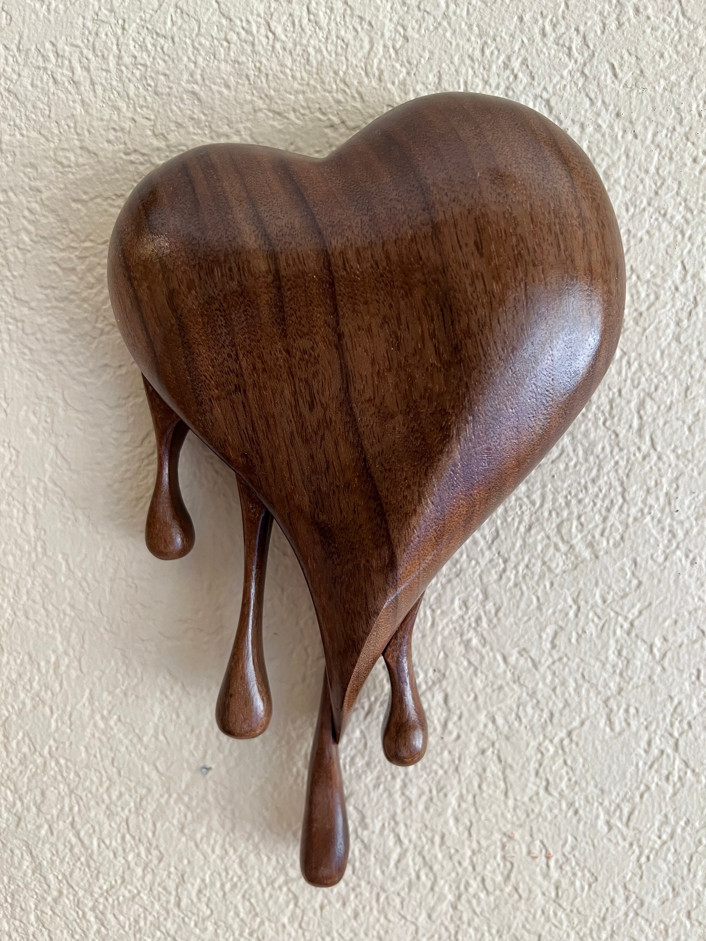 Melting Heart. Handcrafted Walnut Wood Heart. the Perfect Gift for That ...