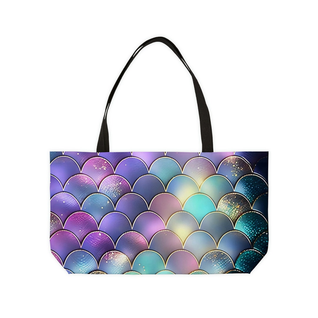 Cute Beach Bag With Mermaid Scales/weekender Tote Bag/great - Etsy