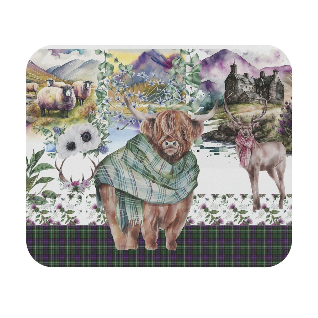 Scotland Mouse Pad/highland Hairy Coo Cow/tartan, Castle, Sheep/free ...