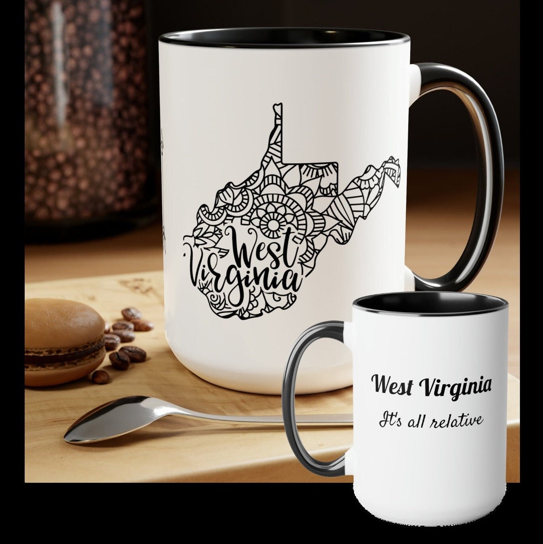 West Virginia WV Mug/it's All Relative/two-tone in Red, Black, Blue ...