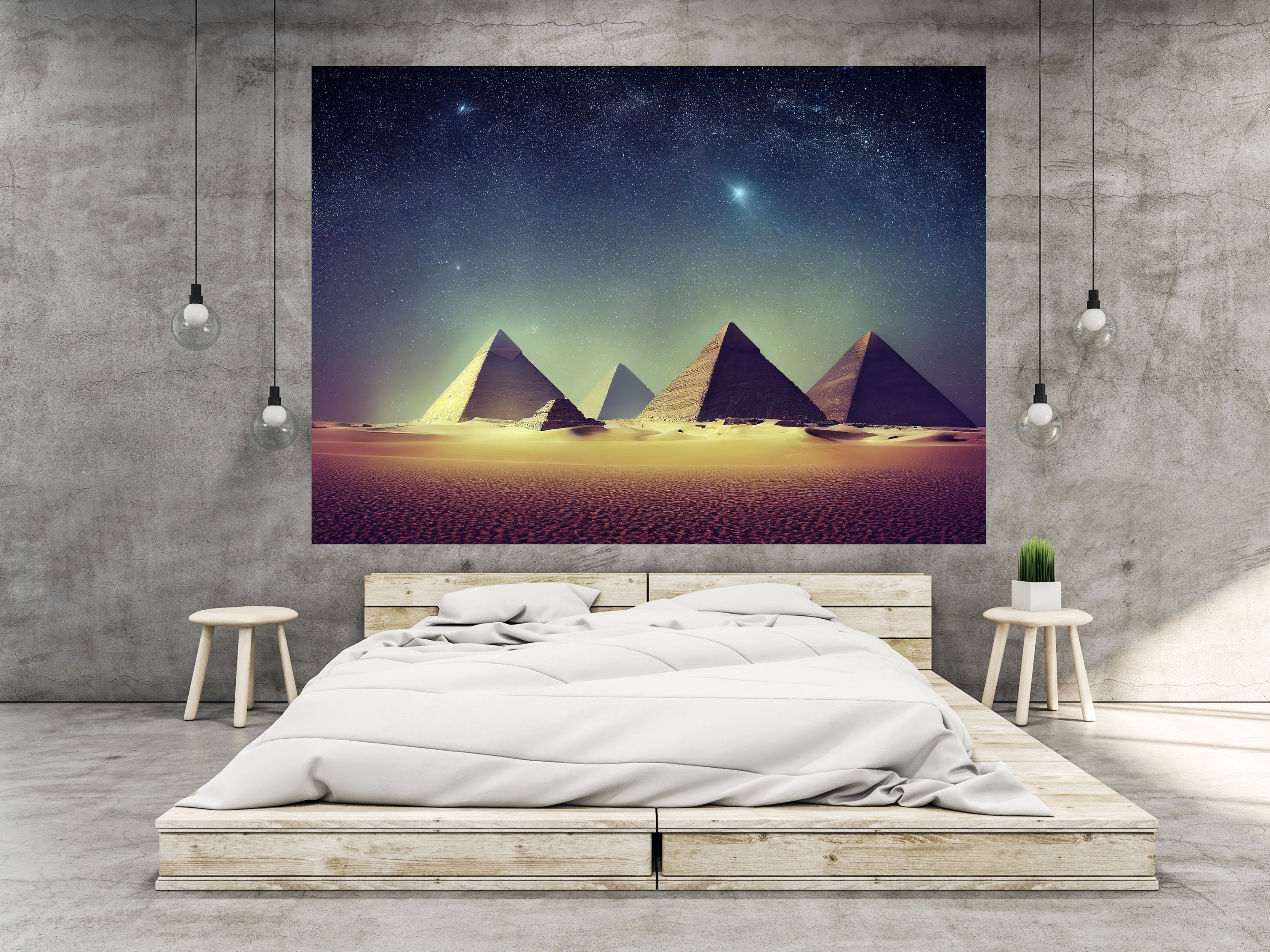 The Pyramids of Giza and Star Wall Tapestry - Etsy