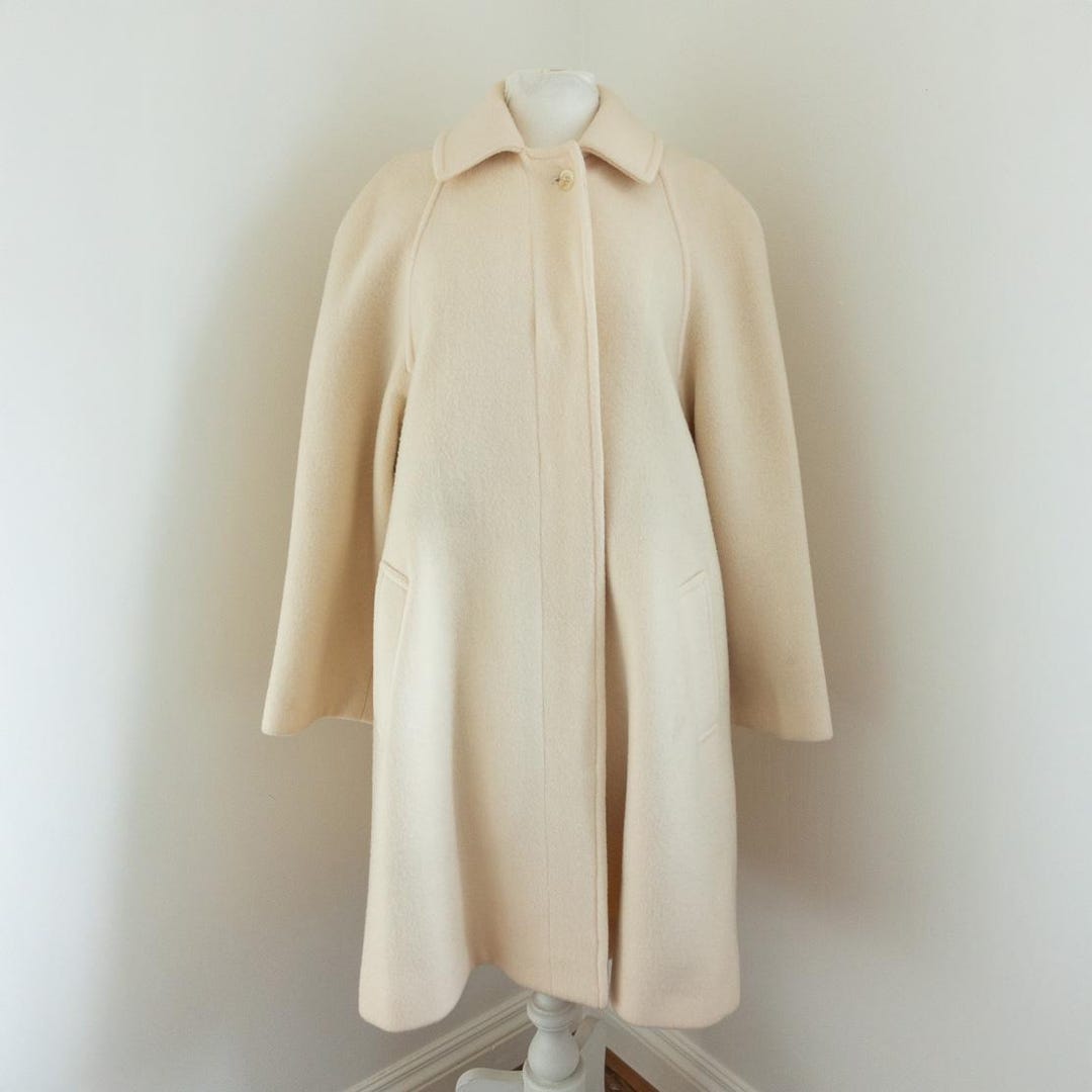 Vintage 1980s Burberry Wool Coat: Cream Swing Coat Made in England - Etsy