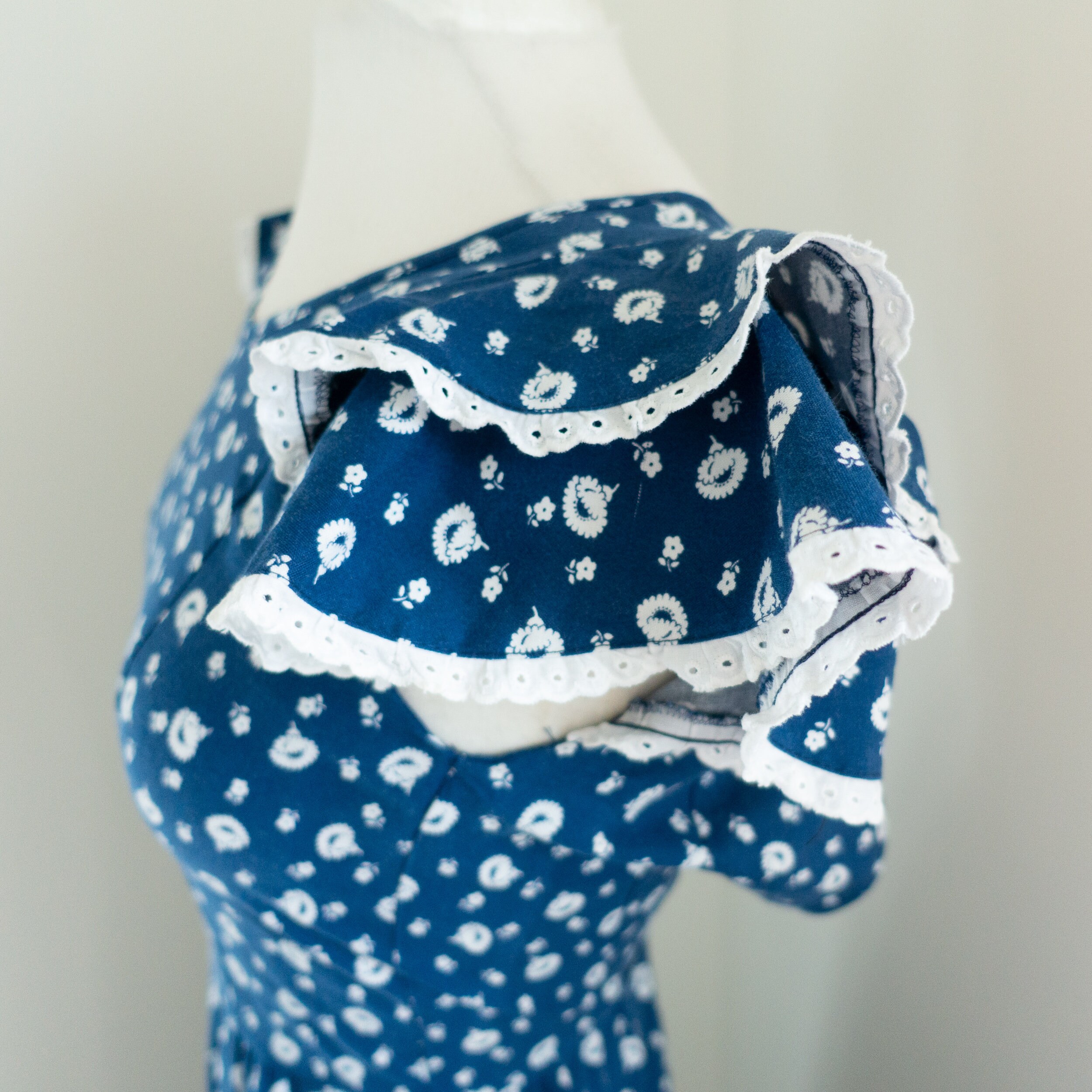 1970s Cottagecore Blue Floral Maxi Dress - Etsy