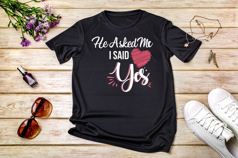 Engagement Announcement Shirts for Women or Bride to Be. He Asked & She ...