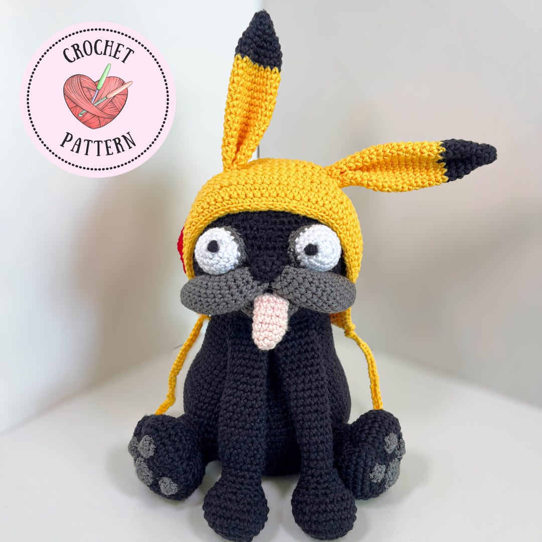 Crochet Pattern Pugachu Black Pug Cute Pug Crochet DIY Amigurumi ...