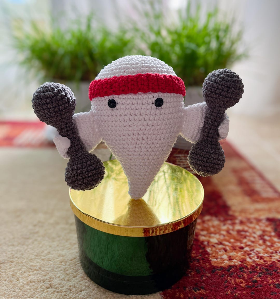 Crochet Pattern Sport Ghost – Amigurumi | Ghost Toy With Dumbbells ...