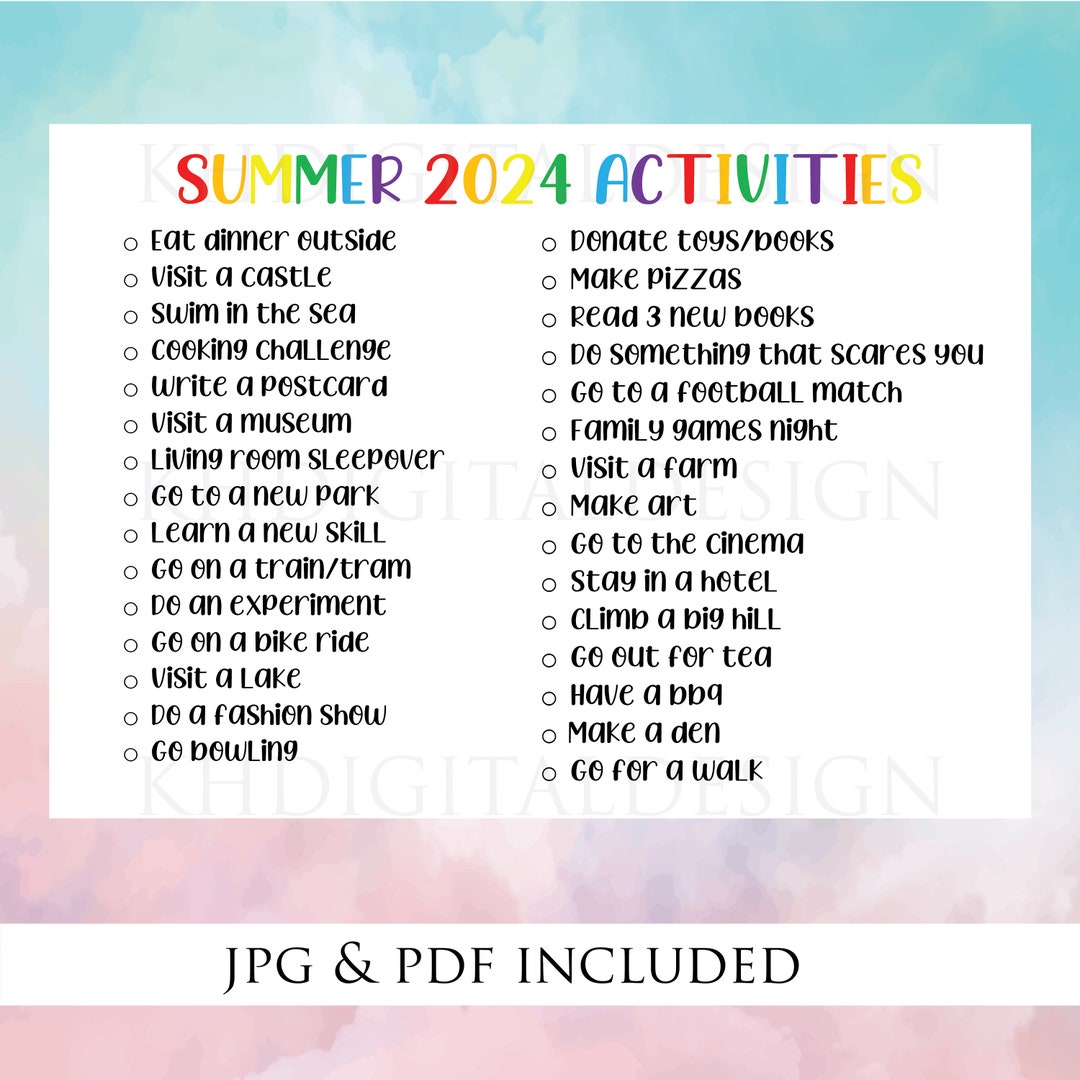 A4 Printable Summer 2024 Activity List - 30 Fun Ideas - Jpeg, PDF ...