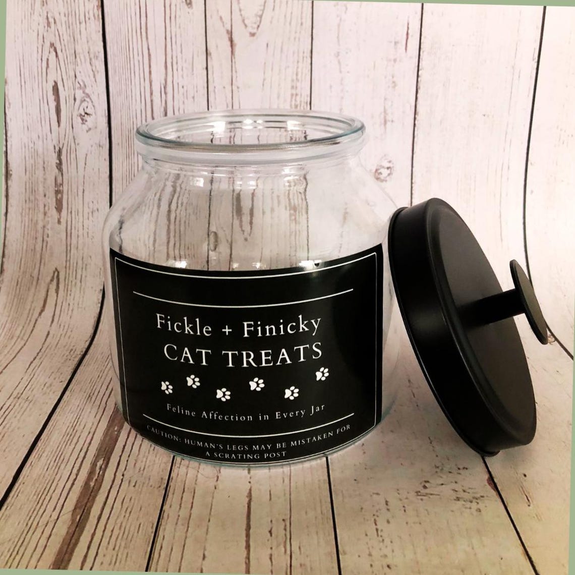 Funny Cat Treat Jar: Half-gallon Glass Pet Food Canister - Etsy