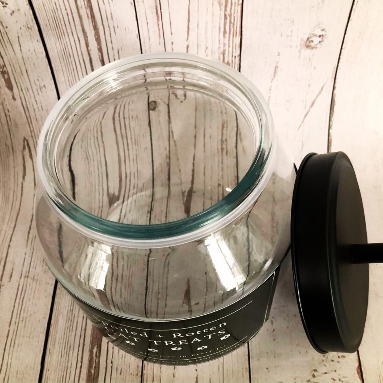 Funny Cat Treat Jar: Half-gallon Glass Pet Food Canister - Etsy