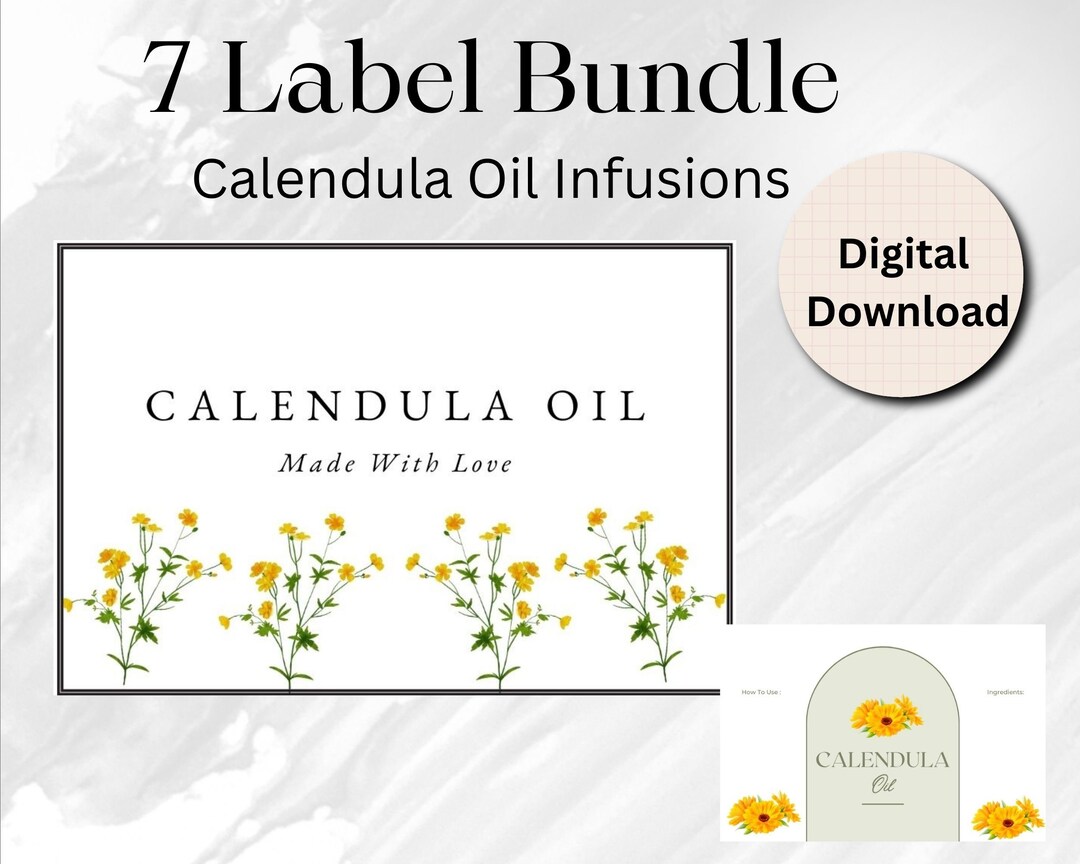 Calendula Oil Herbal Infusion -7 Label Bundle Digital Download - Etsy
