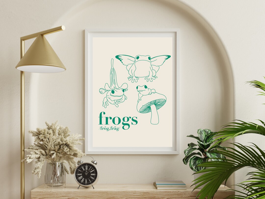 Frogs Poster, Cottagecore Print, Cute Frog Art, Retro Wall Art, 70s ...