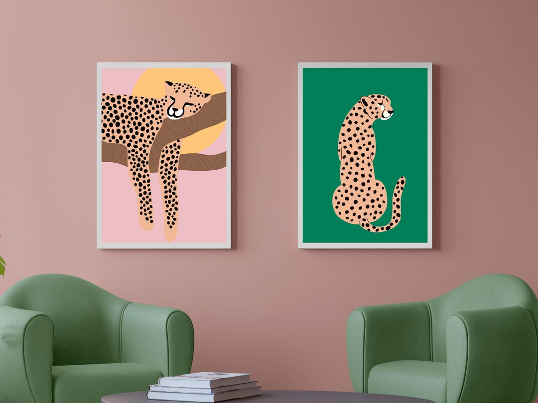 Boho Cheetah Art Print, Animal Art Work, Boho Wall Decor, Trendy Art ...