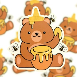 Honey Bear Sticker - Bear Stickers, Laptop Stickers, Tumbler Stickers ...