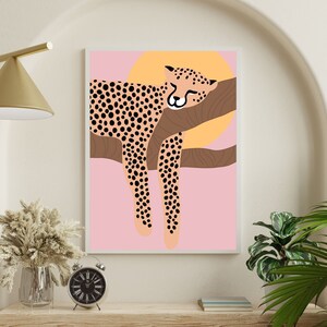 Boho Cheetah Art Print, Animal Art Work, Boho Wall Decor, Trendy Art ...