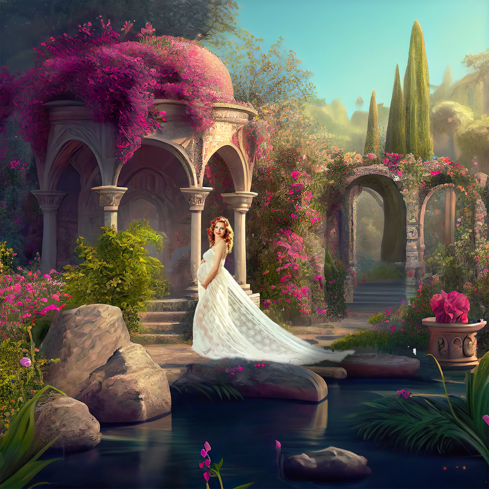 Digital Backdrops, Enchanted Garden Backdrop, Maternity Backdrop ...