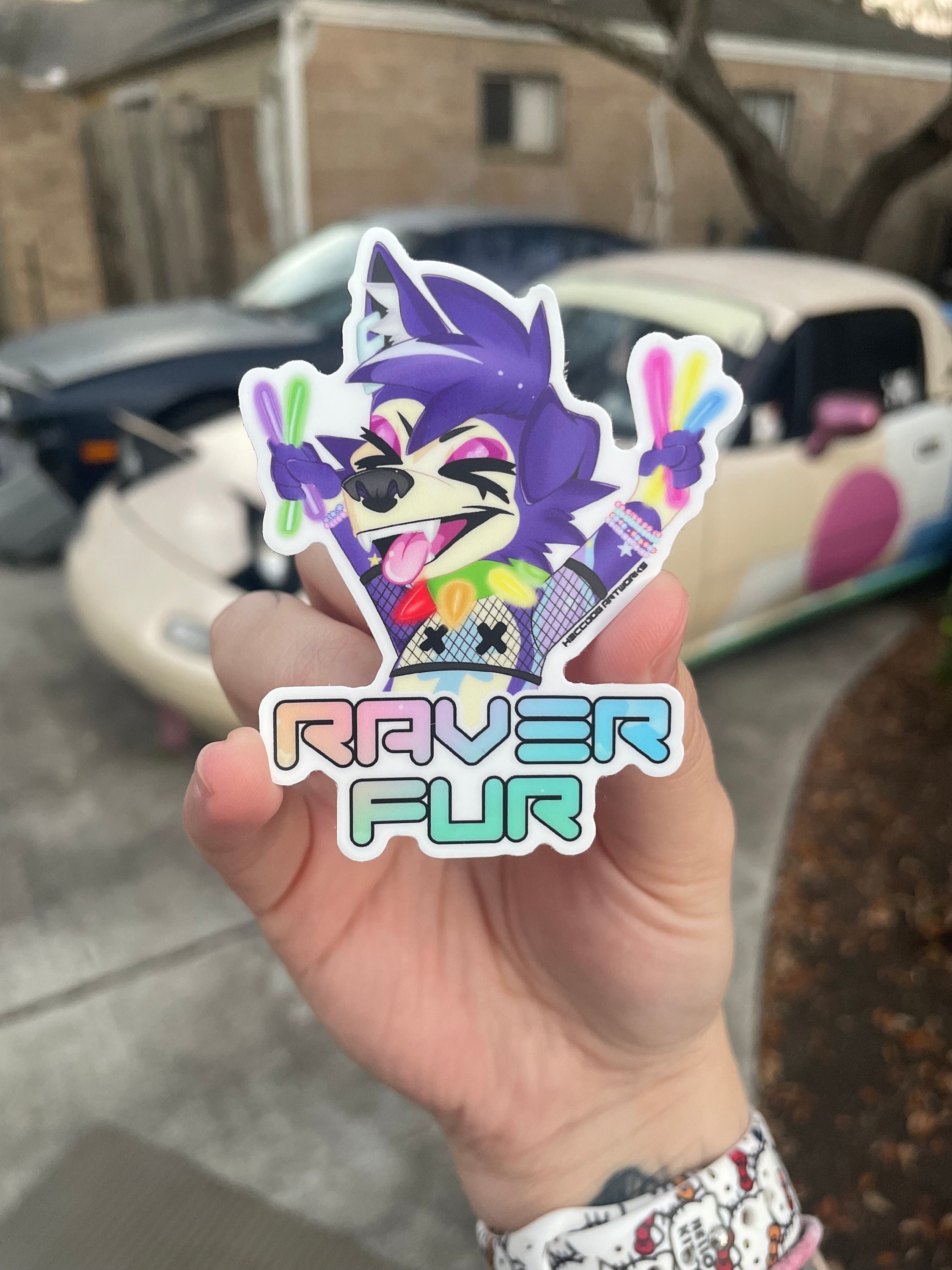 Raver Fur Furry Vinyl Sticker Cars, Laptops, Water Bottles, Decorative ...