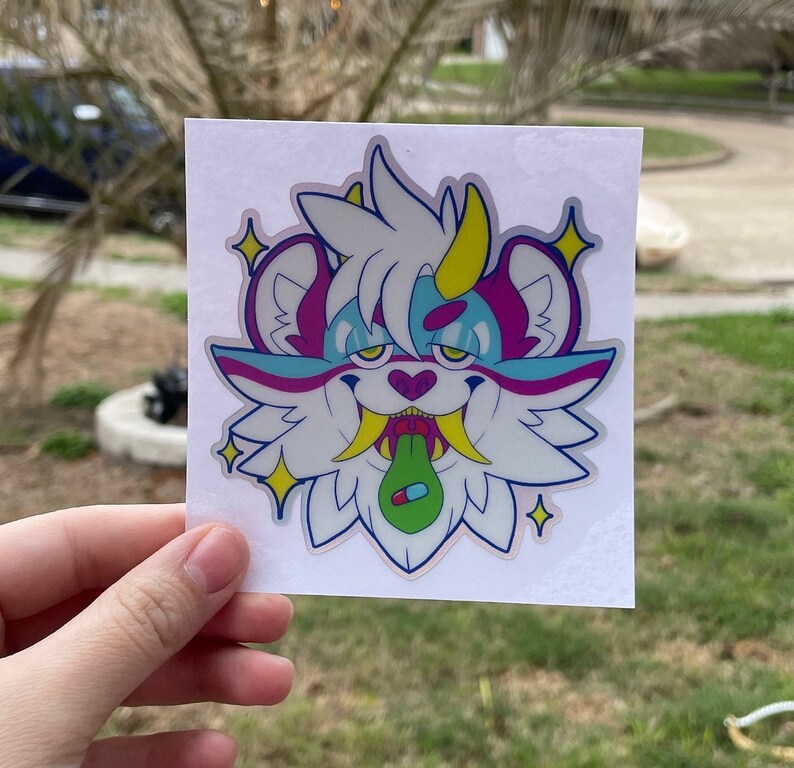 Kat Pilled Furry Vinyl Sticker Cars, Laptops, Water Bottles, Decorative ...