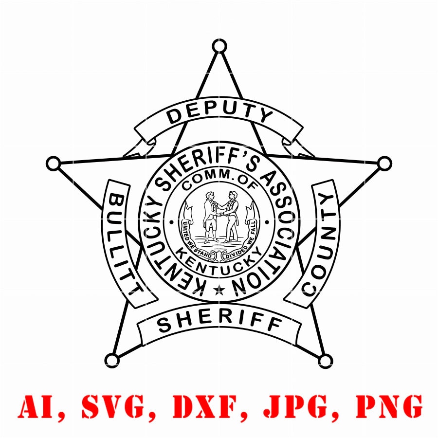 Bullitt County Sheriff Svg Vector 5 Pointed Sheriff Star Badge Emblem ...