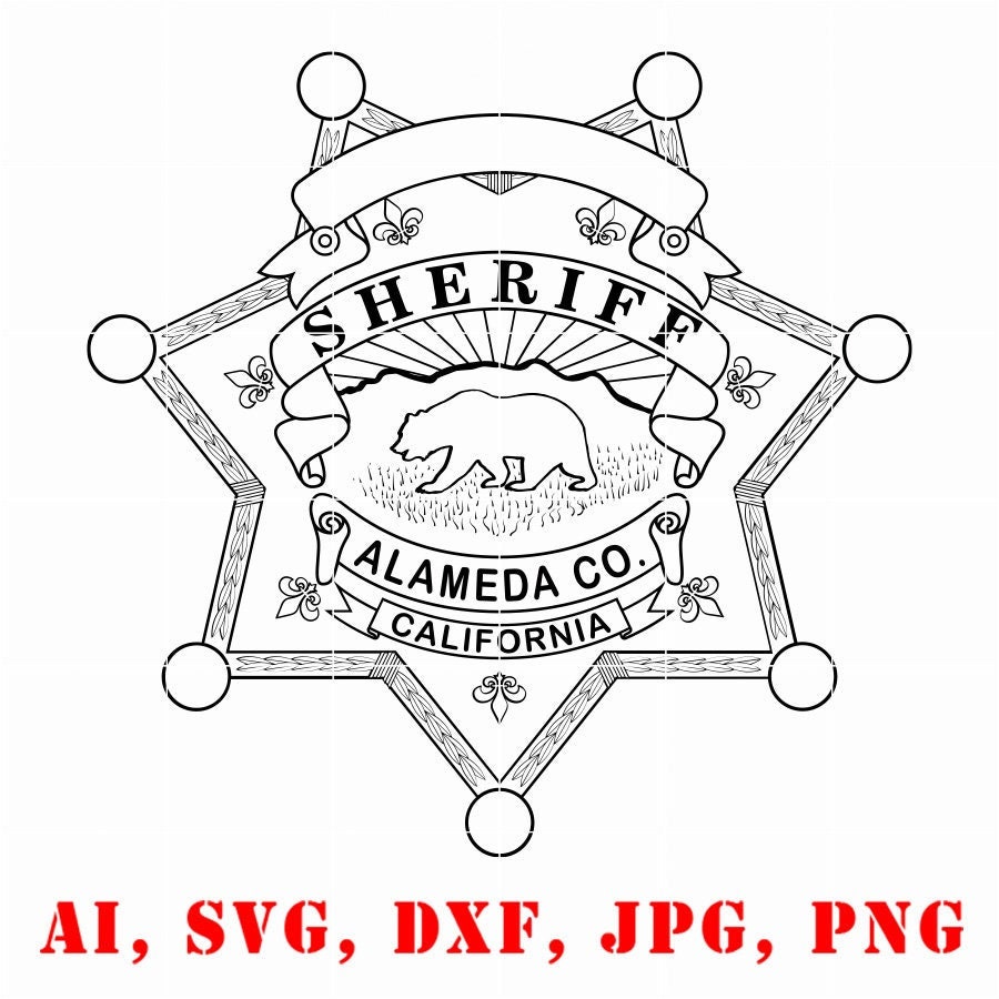 Alameda County Sheriff Vector Badge Svg 7 Pointed Sheriff Star, Black ...