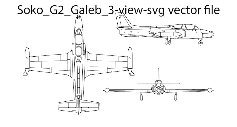 Soko G2 Galeb 3 View Vector, Laser Cut File (SVG) - Etsy